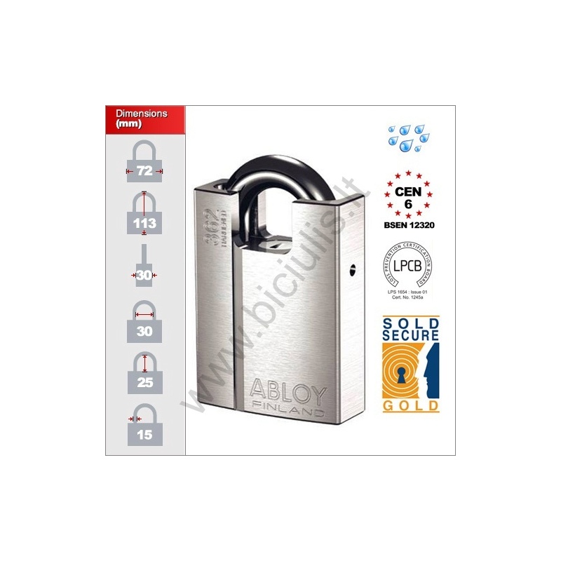 Abloy Protec2 PL362 pakabinama spyna su saugos kortele